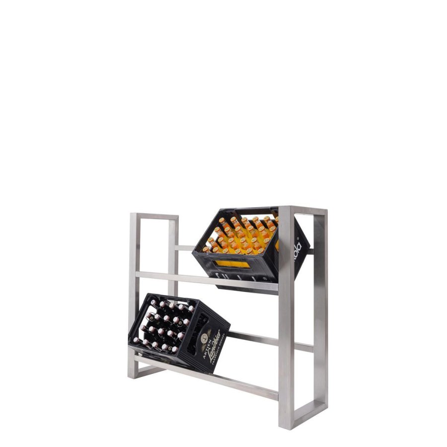 Stainless steel shelf for 4 beverage crates - horizontal storage